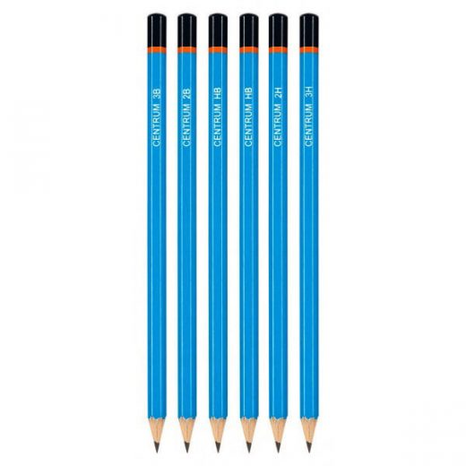 Set of 6 pencils 3H,2H,HB,HB,2B,3B hexagon - Complete Supplies